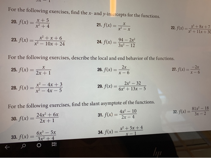 Solved For the following exercises, find the x- and | Chegg.com