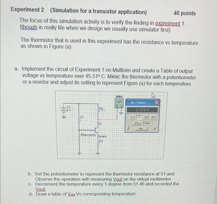 Solved Experiment 2 (Simulation for a transistor | Chegg.com