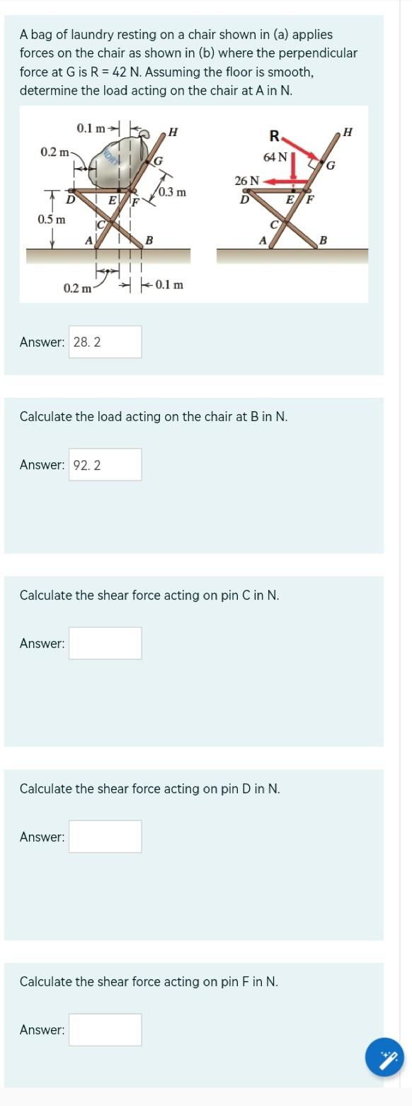 Solved calculate the shear force acting at pin C, D, and F | Chegg.com