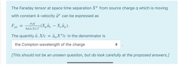 Solved The Faraday tensor at space time separation X" from | Chegg.com