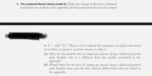 Solved 5. The combined Romer-Solow model (1): Make one | Chegg.com