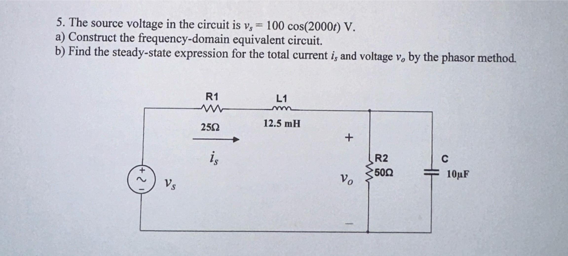 Solved The source voltage in the circuit is | Chegg.com