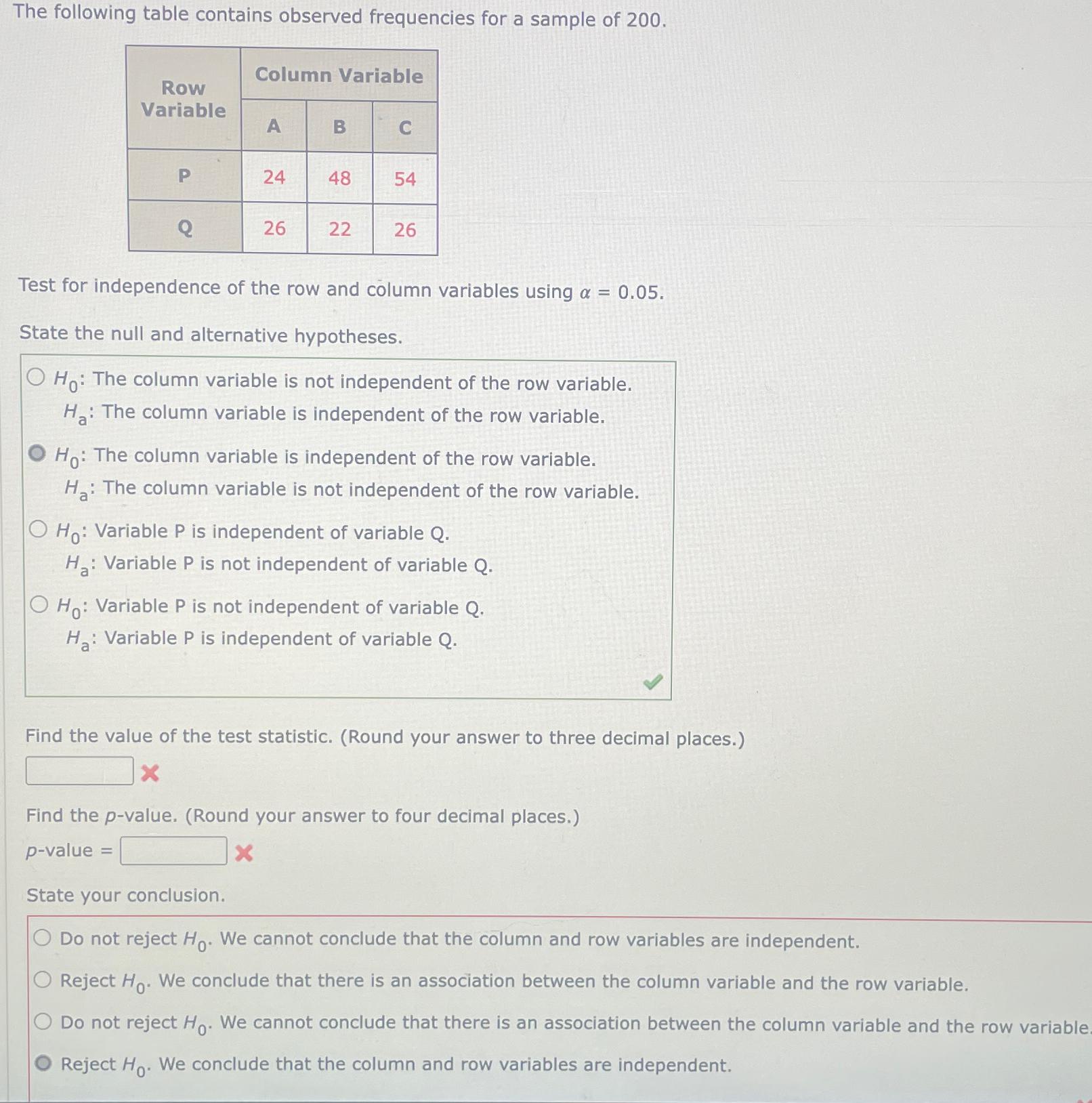 Solved The following table contains observed frequencies for | Chegg.com