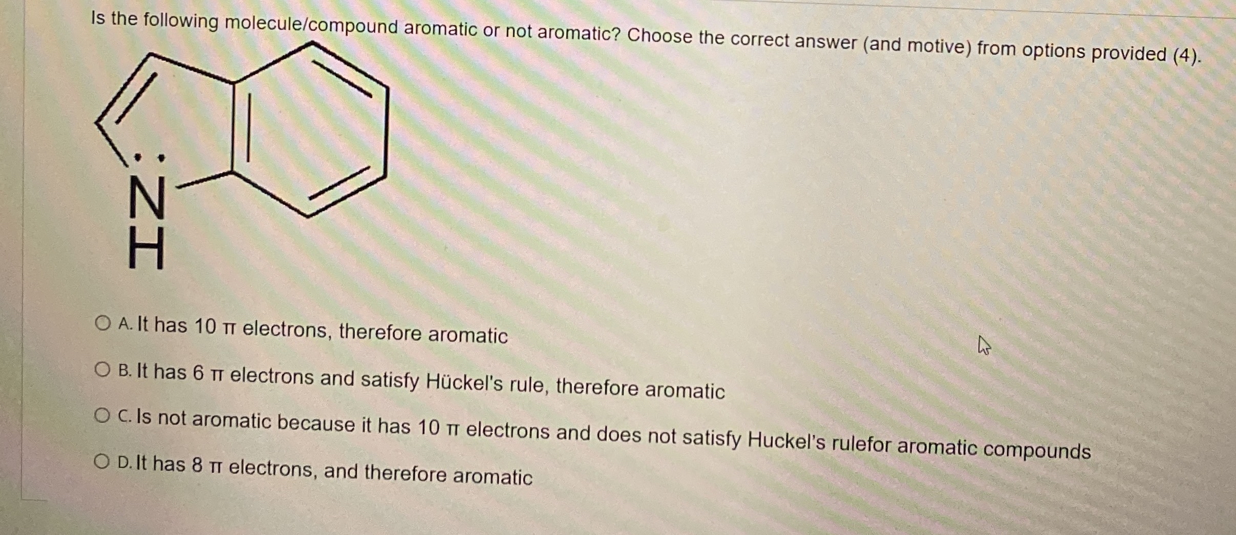 Solved Is the following molecule/compound aromatic or not | Chegg.com