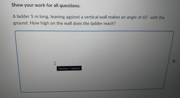 Solved Show your work for all questions:A ladder 5m ﻿long, | Chegg.com