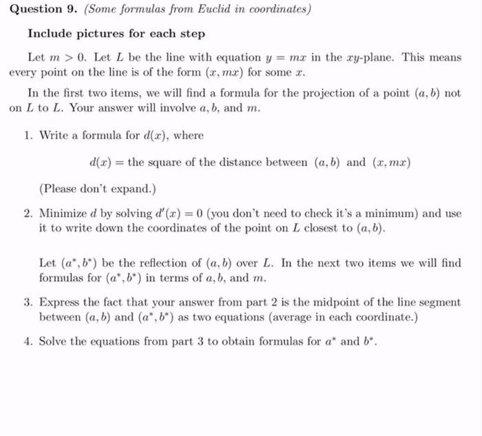 Solved Question 9. (Some formulas from Euclid in | Chegg.com