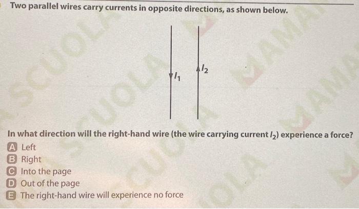 Solved Two parallel wires carry currents in opposite | Chegg.com