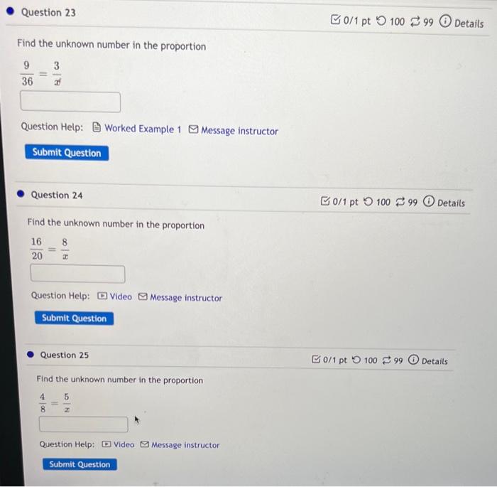 Solved Find the unknown number in the proportion 369=x3 | Chegg.com