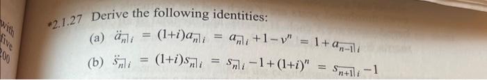 Solved Derive the following identities: (a) | Chegg.com