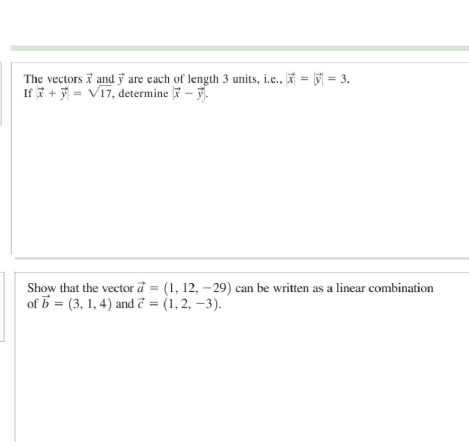 Solved The vectors x and y are each of length 3 units, i.e., | Chegg.com