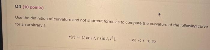 Solved Use the definition of curvature and not shortcut | Chegg.com