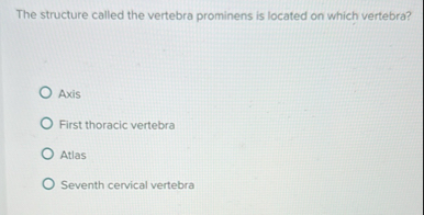 Solved The structure called the vertebra prominens is | Chegg.com