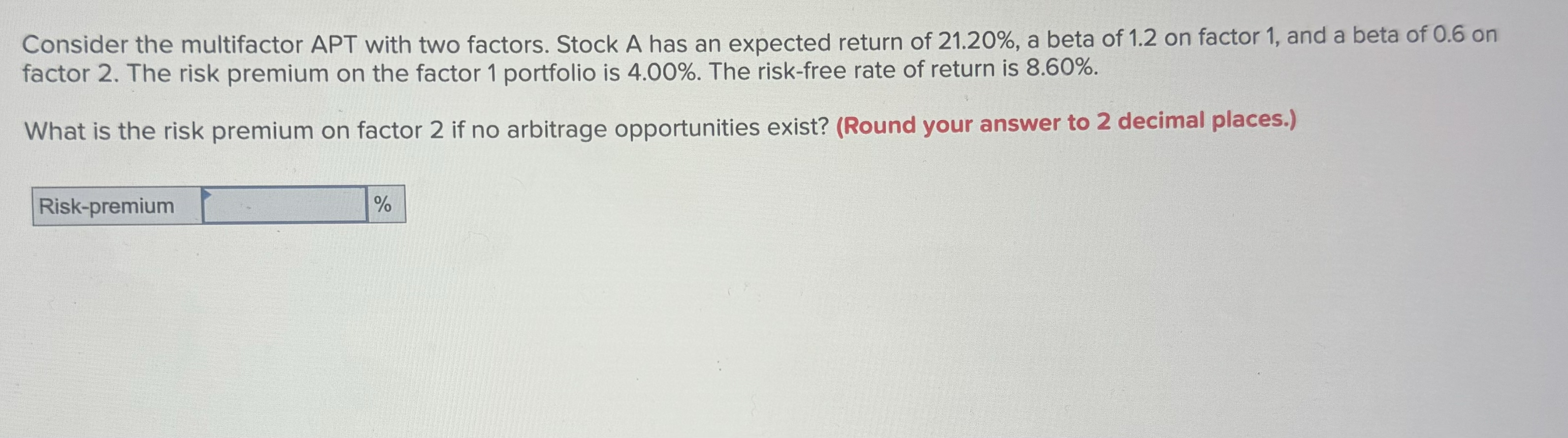Solved Consider the multifactor APT with two factors. Stock | Chegg.com