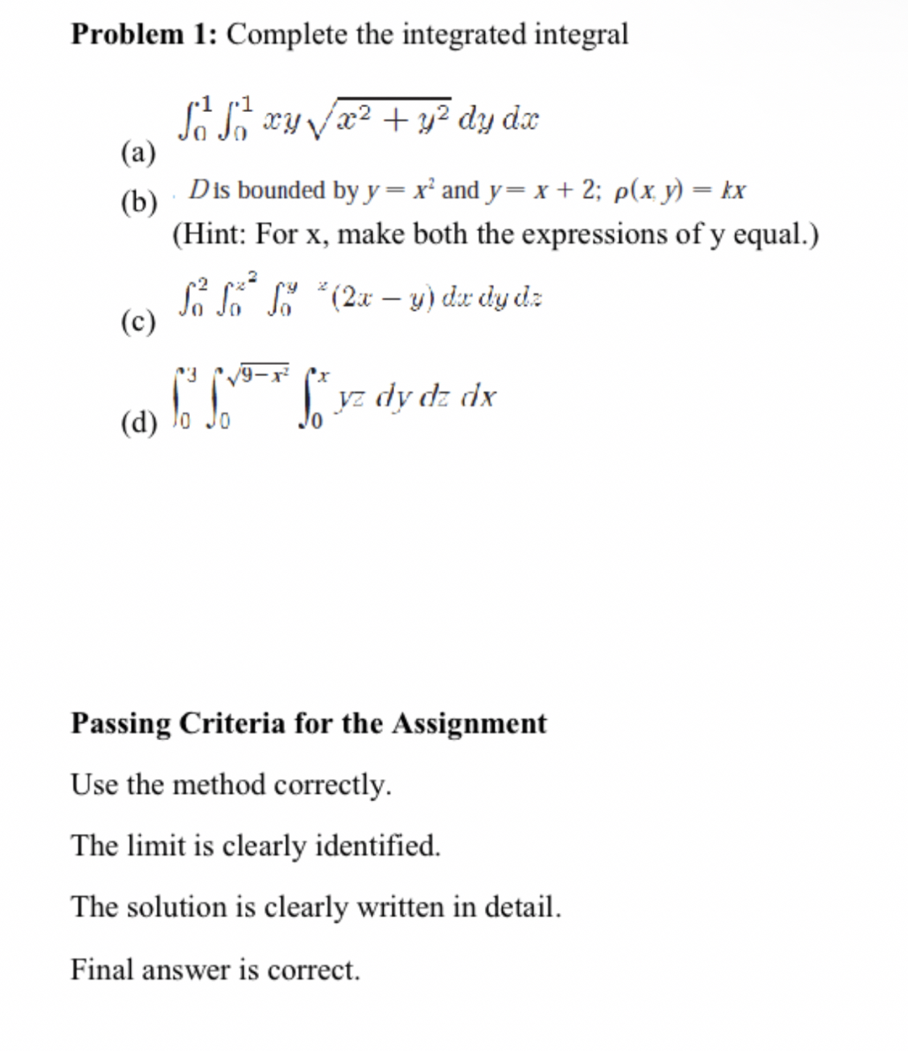 Solved Problem 1: Complete the integrated | Chegg.com