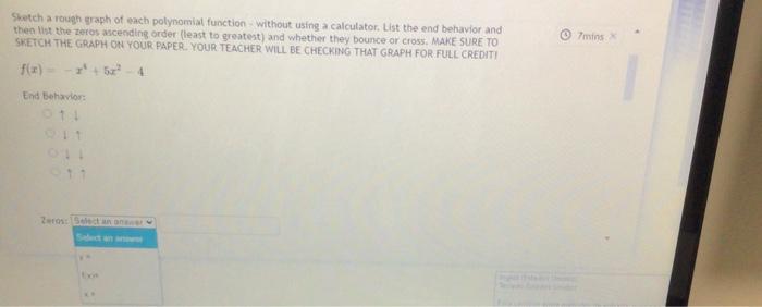 Solved Sketch a rough graph of each polynomial function | Chegg.com