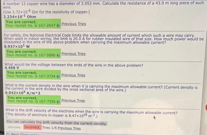Solved A number 12 copper wire has a diameter of 2.053 mm. | Chegg.com