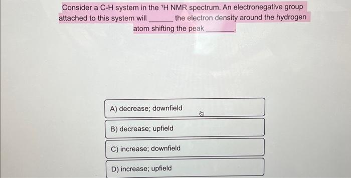 Solved Consider a C−H system in the 1H NMR spectrum. An | Chegg.com