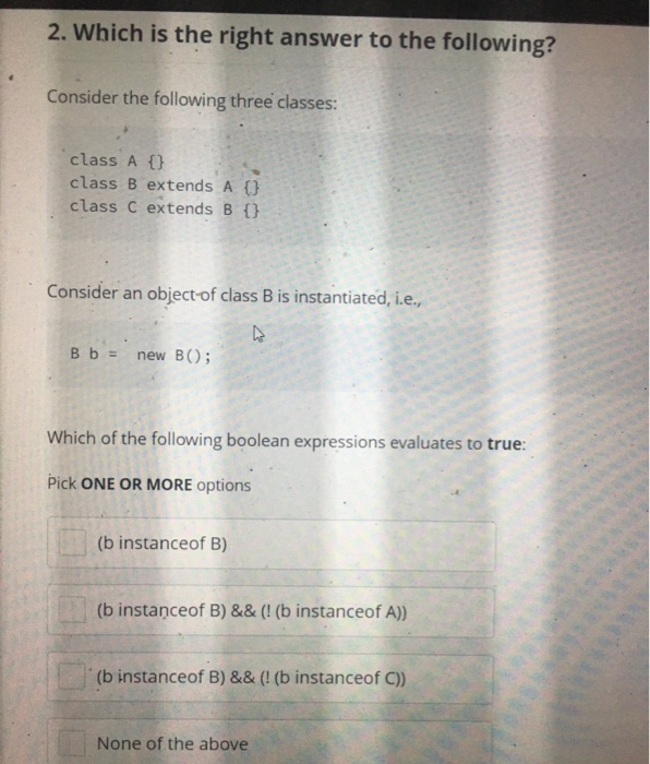 Solved 2. Which is the right answer to the following? | Chegg.com