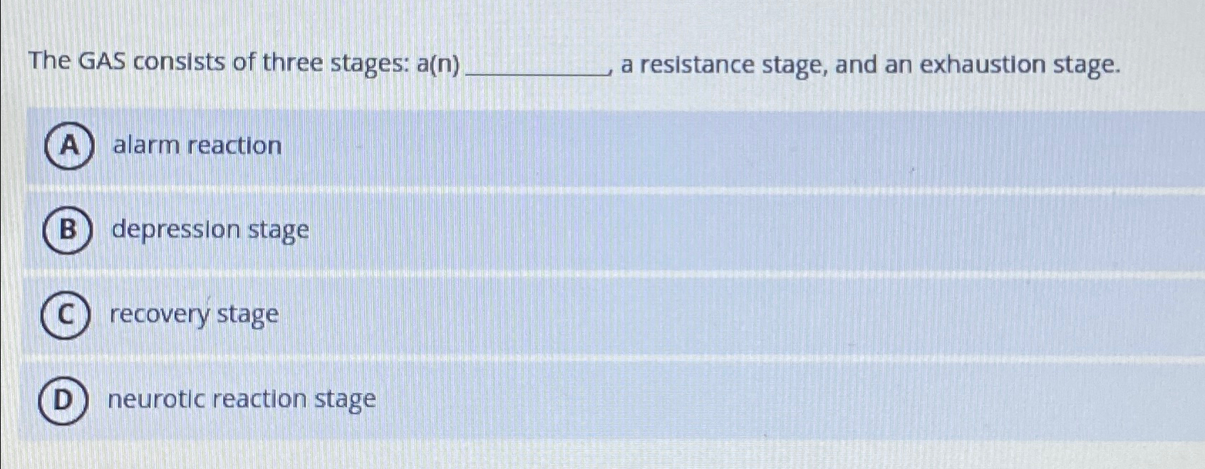 The GAS consists of three stages: a(n) ﻿a resistance | Chegg.com