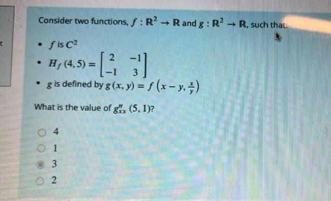Solved Consider two functions, f:R2→R and g:R2→R, such that: | Chegg.com