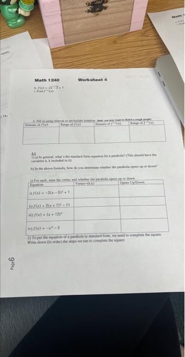 Solved Math 1240 Worksheet 4 - f(x)=3−21+3in f(a)=x−2+1 3. | Chegg.com