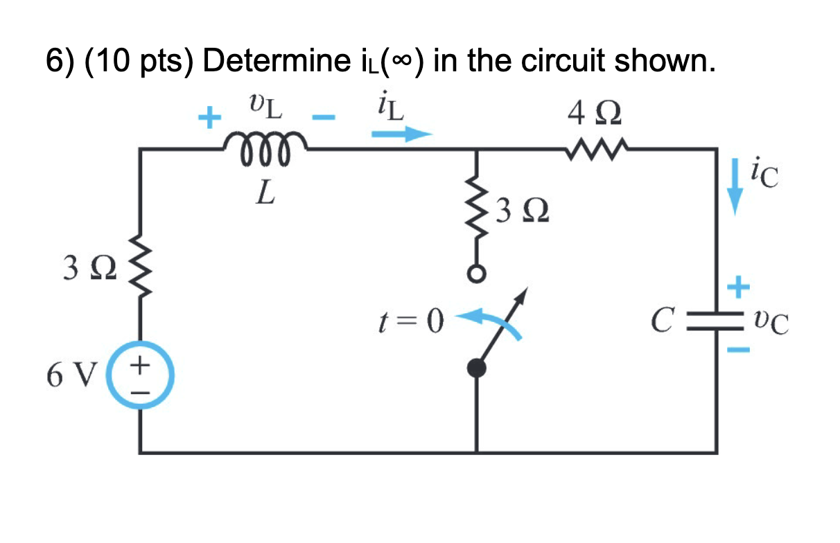 Solved (10 ﻿pts) ﻿Determine iL( ∞ ﻿in the circuit shown. | Chegg.com