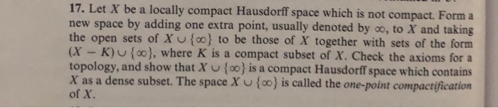 Solved 17. Let X be a locally compact Hausdorff space which | Chegg.com