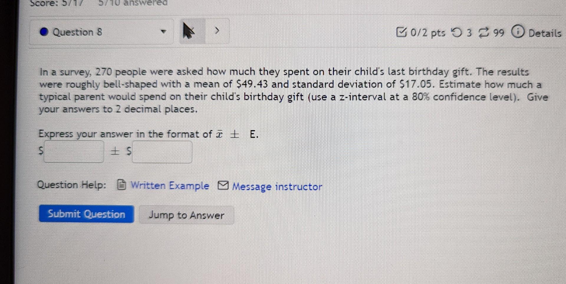 Solved In a survey, 270 people were asked how much they | Chegg.com