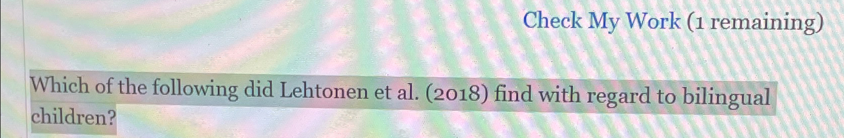 Solved Check My Work (1 ﻿remaining)Which of the following | Chegg.com