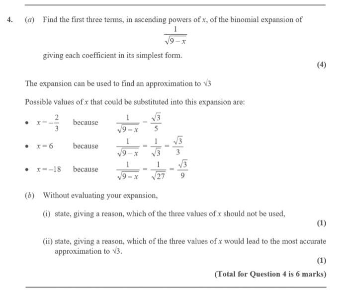 Solved 4. (a) Find the first three terms, in ascending | Chegg.com
