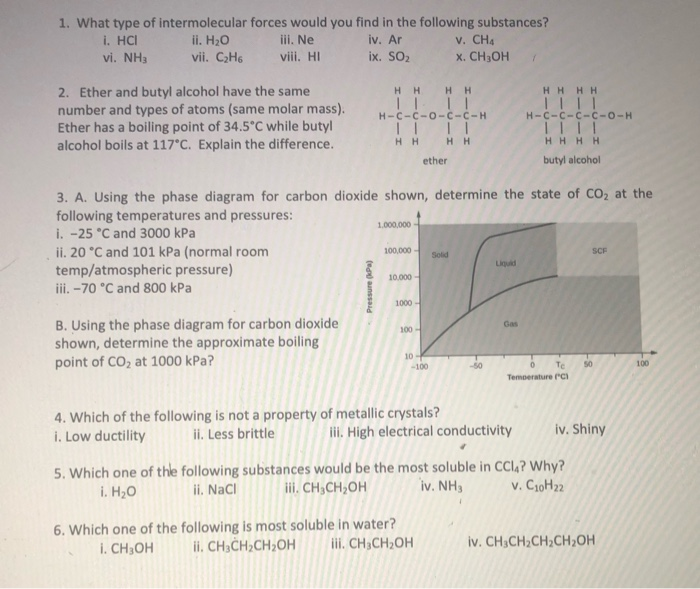 1. What type of intermolecular forces would you find | Chegg.com