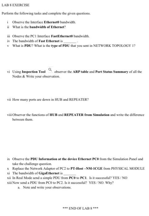 Solved LAB 8. Understanding the Legacy Network Devices - | Chegg.com