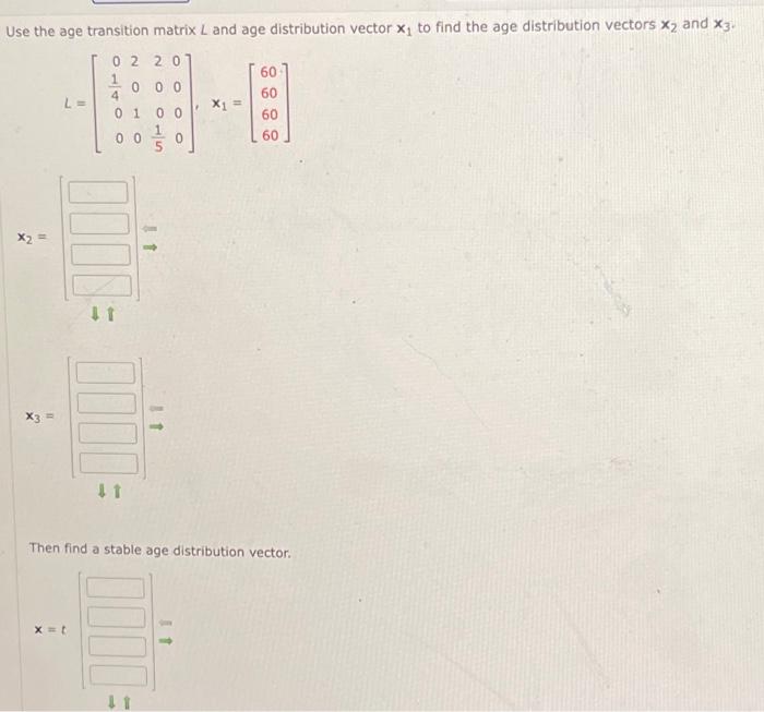 Solved Use the age transition matrix L and age distribution | Chegg.com