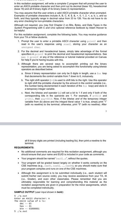 Solved In this recitation assignment, wil write a complete | Chegg.com