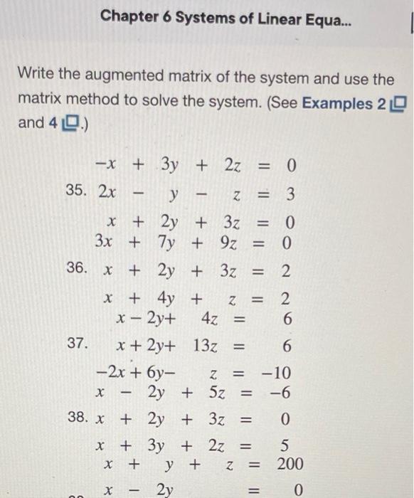 Solved Chapter 6 Systems of Linear Equa... Write the | Chegg.com