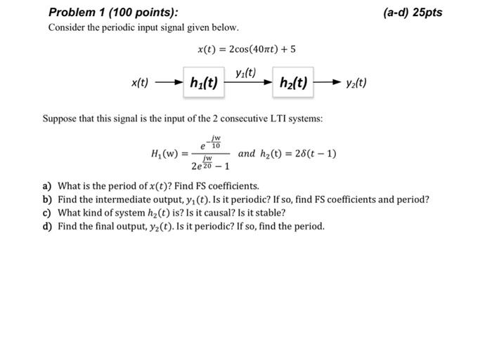 Solved Problem 1 (100 points): (a-d) 25pts Consider the | Chegg.com