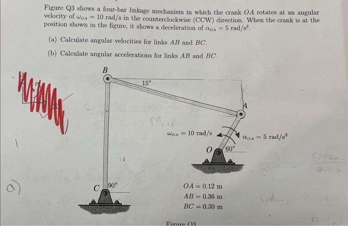 Solved Figure Q3 shows a four-bar linkage mechanism in which | Chegg.com