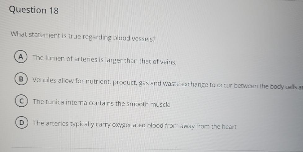 Solved Question 18What statement is true regarding blood | Chegg.com