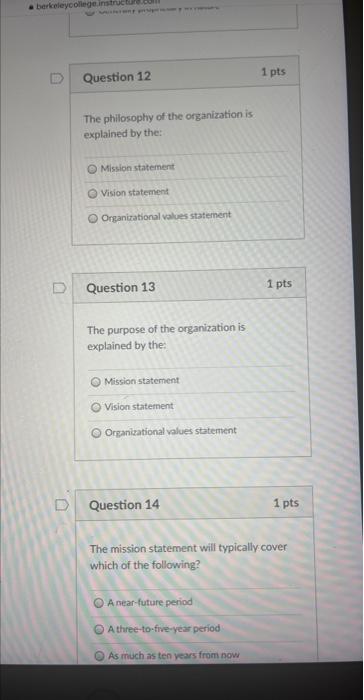 Solved Mission, vision and value statements can vary in how | Chegg.com