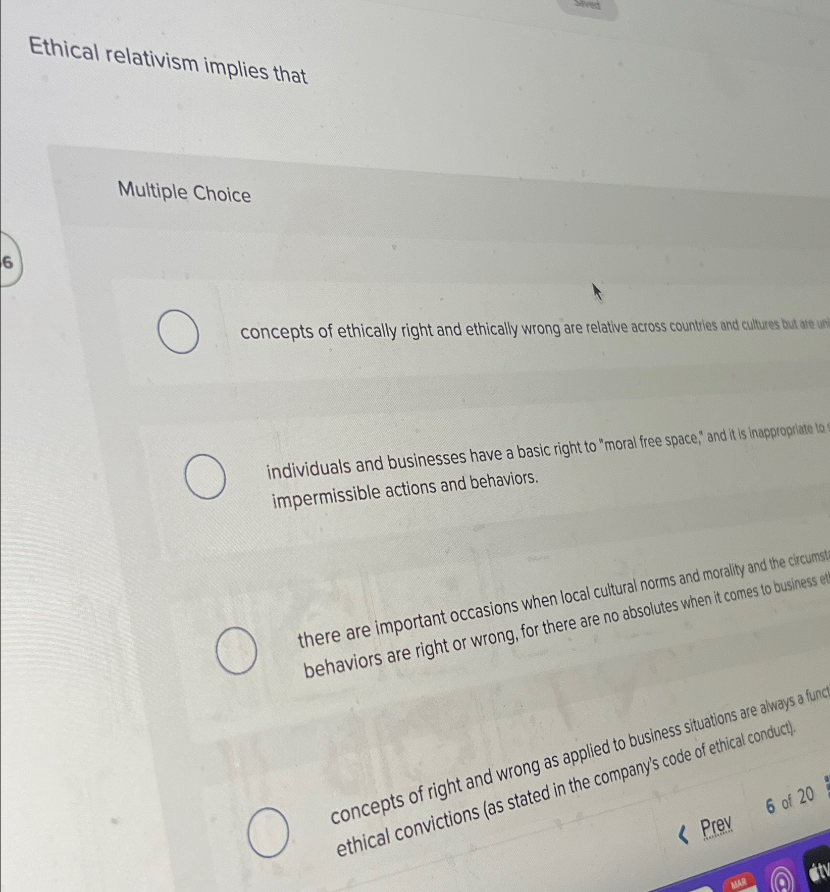 Solved Ethical relativism implies thatMultiple | Chegg.com