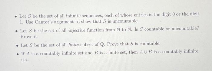 Solved - Let S be the set of all infinite sequences, each of | Chegg.com