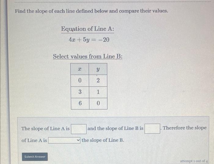 Solved Find the slope of each line defined below and compare | Chegg.com
