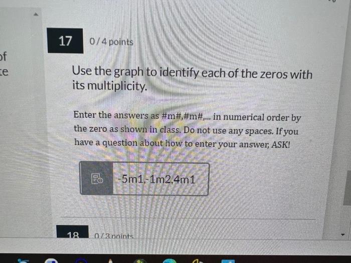Solved Use the graph to identify each of the zeros with its | Chegg.com