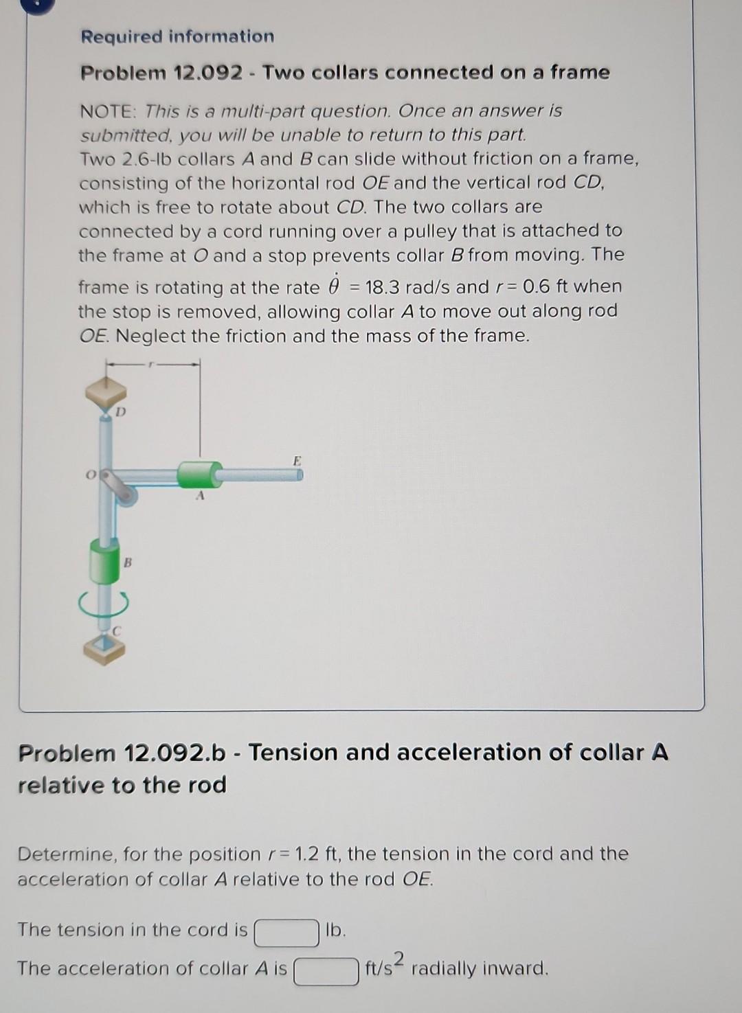 Solved Required information Problem 12.092 - Two collars | Chegg.com