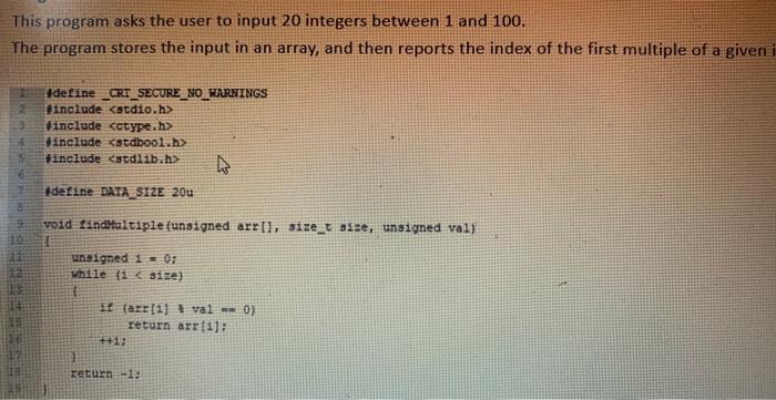 Solved This program asks the user to input 20 integers | Chegg.com