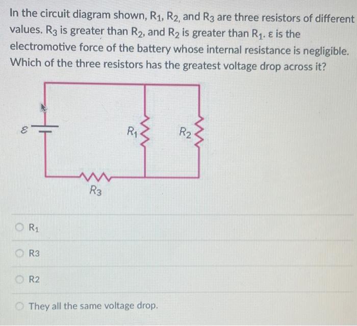 Solved In the circuit diagram shown, R1,R2, and R3 are three | Chegg.com