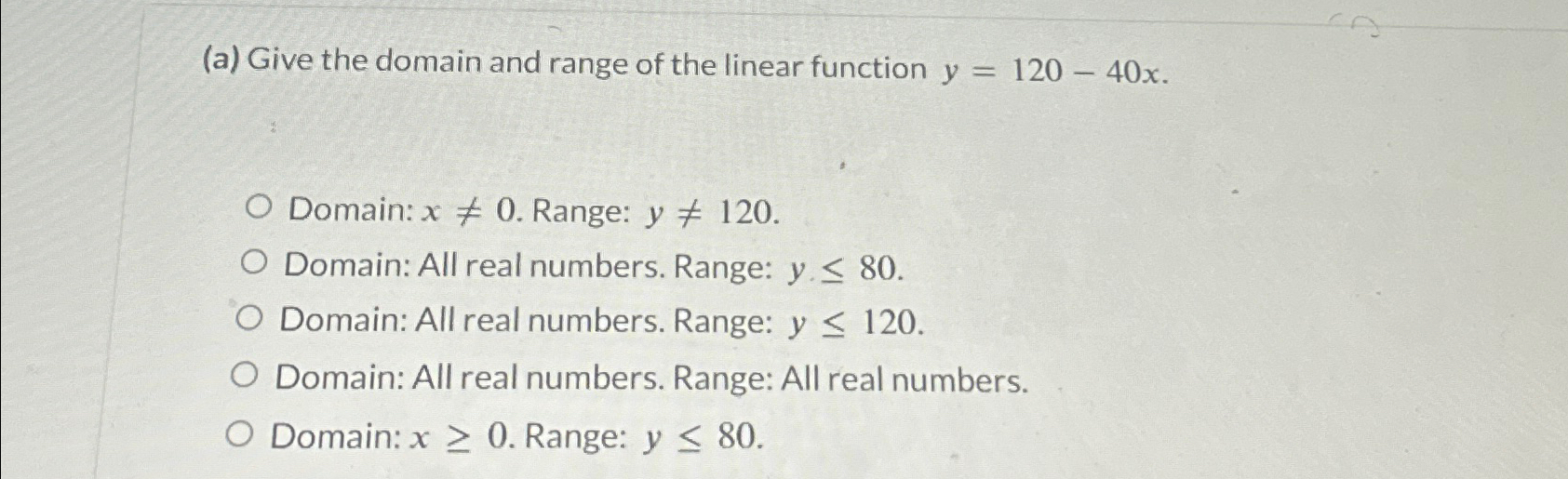 Solved (a) ﻿Give the domain and range of the linear function | Chegg.com