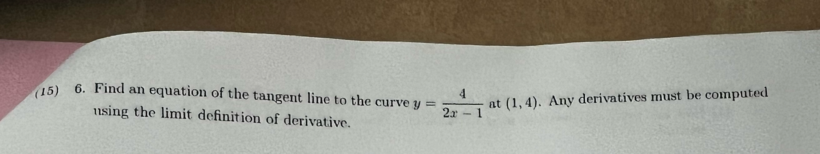 Solved (15) 6. ﻿Find an equation of the tangent line to the | Chegg.com