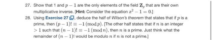 Solved 20. Using Exercise 28 below, find the remainder of 34 | Chegg.com