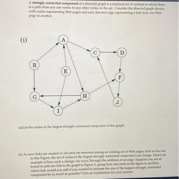 Solved A strongly connected component of a directed graph is | Chegg.com